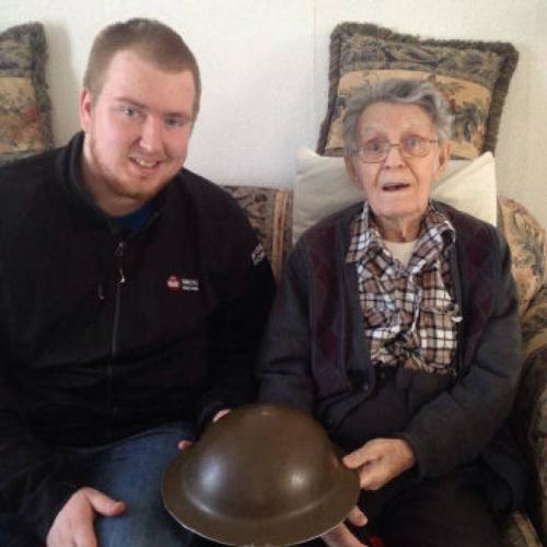 Tears flow as helmet given to young man who reunited it with aging vet