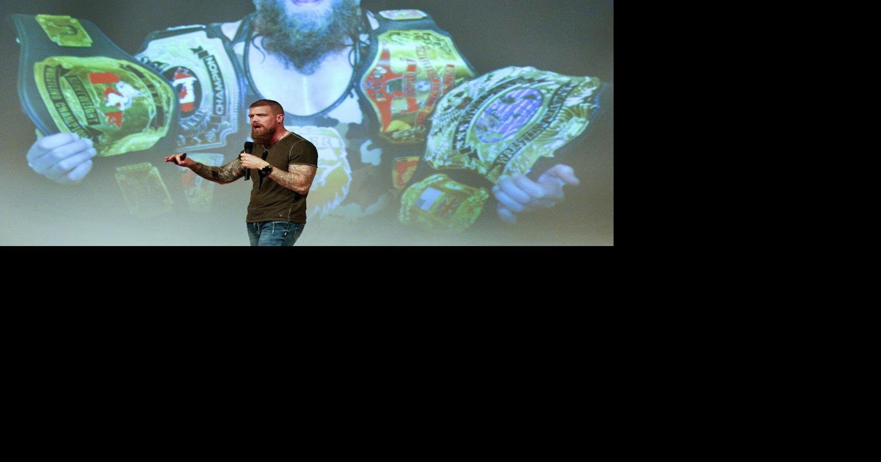 Cody Deaner with TNA Wrestling speaks at Adam Scott