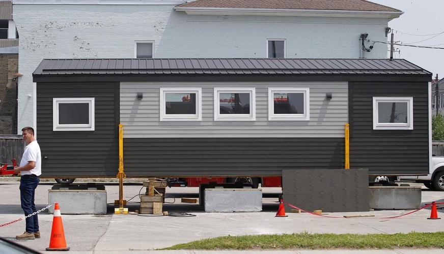 Mobile building set up at CTS site in downtown Peterborough