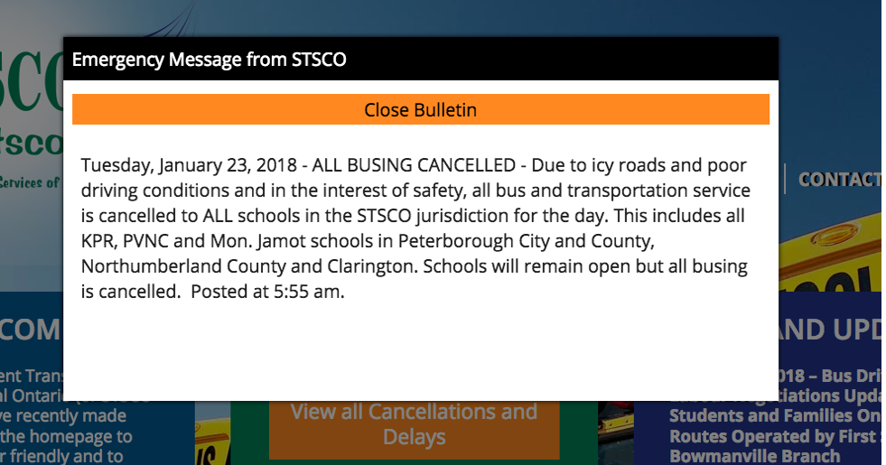 School buses cancelled today in Clarington