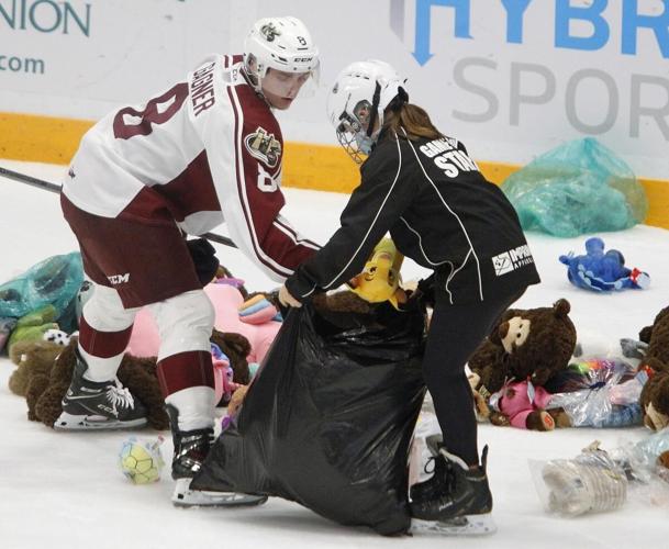 Photos: 1,070 teddy bears rain down at Peterborough Petes game