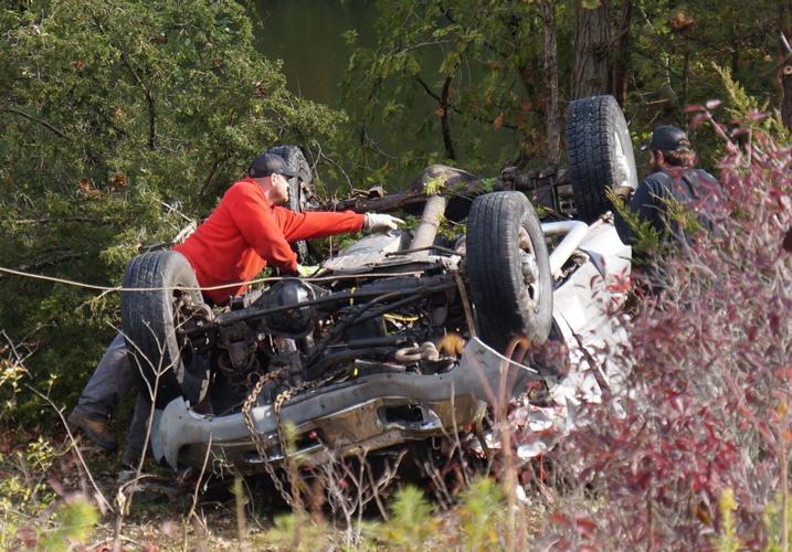 Badly damaged pickup removed from Trent River Campbellford