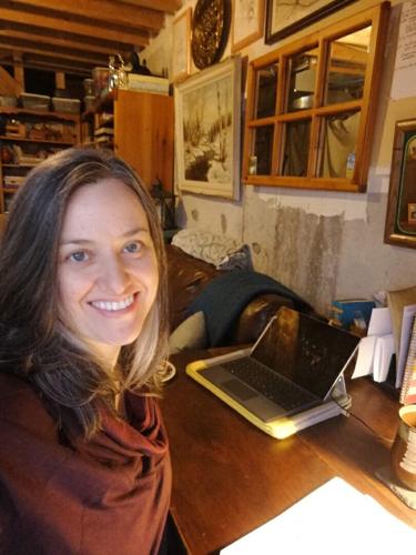 Oshawa MPP Jennifer French working in her basement during COVID-19 pandemic