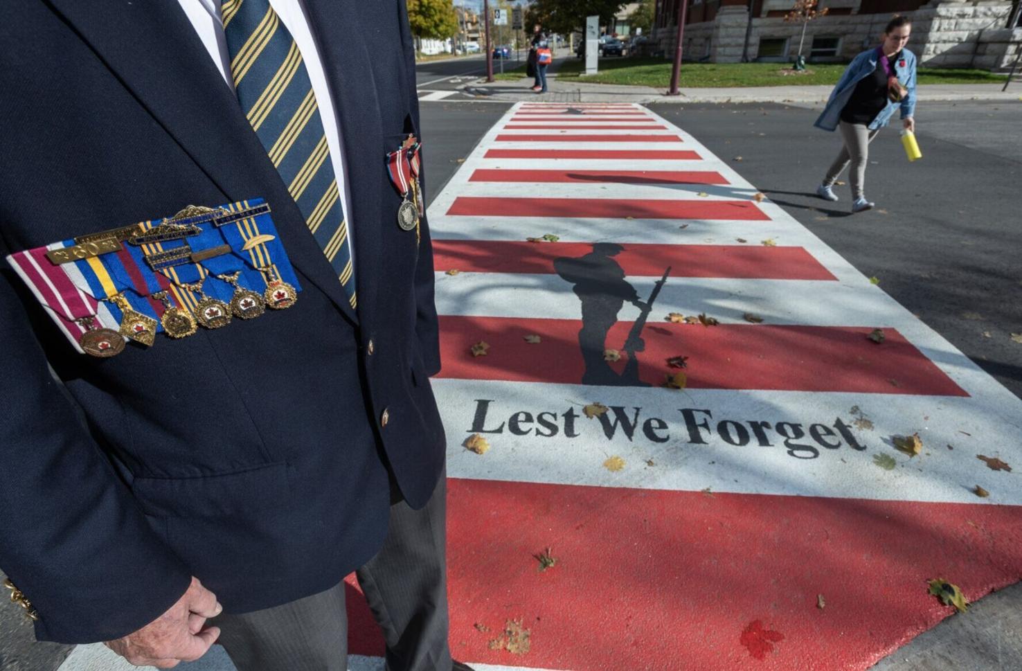 Commemorative crosswalk ready in time for Remembrance Day