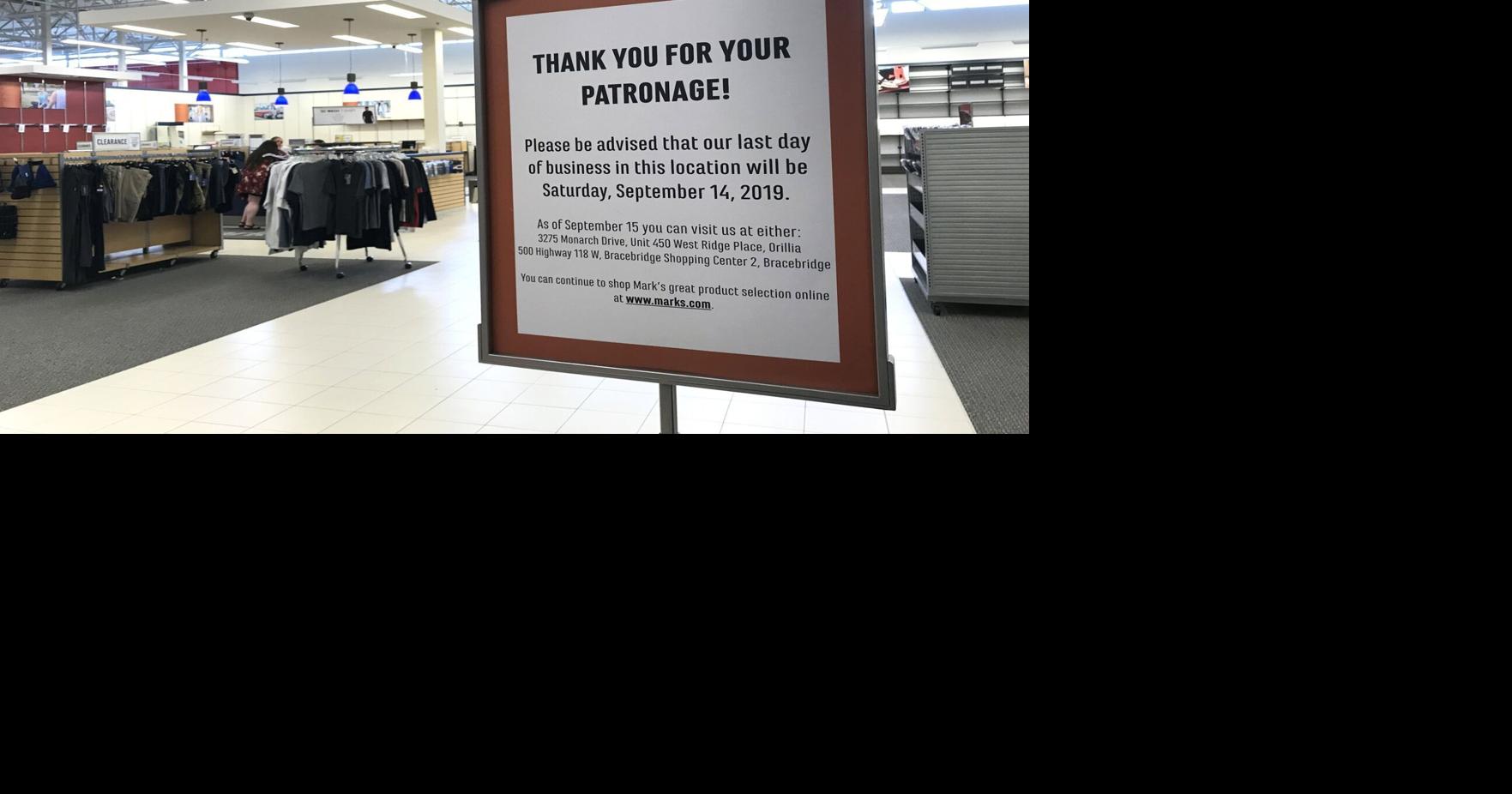 What's happening to the Mark's Work Wearhouse store in Gravenhurst?