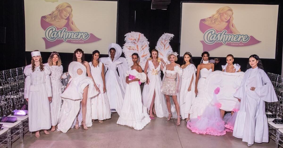 Designers create toilet paper dresses