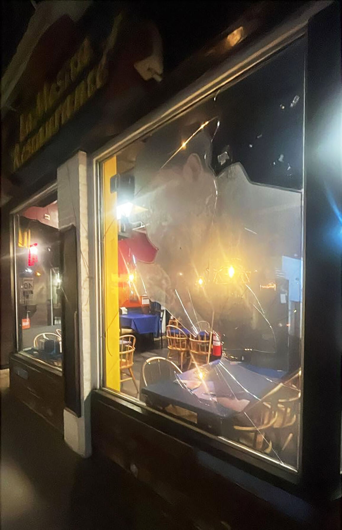Chief defends response time after restaurant window smashed