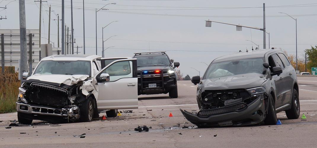 Crash sends 5 to hospital, including on-duty police officer