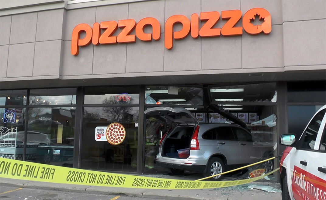 SUV smashes through front window of Pizza Pizza | VIDEO