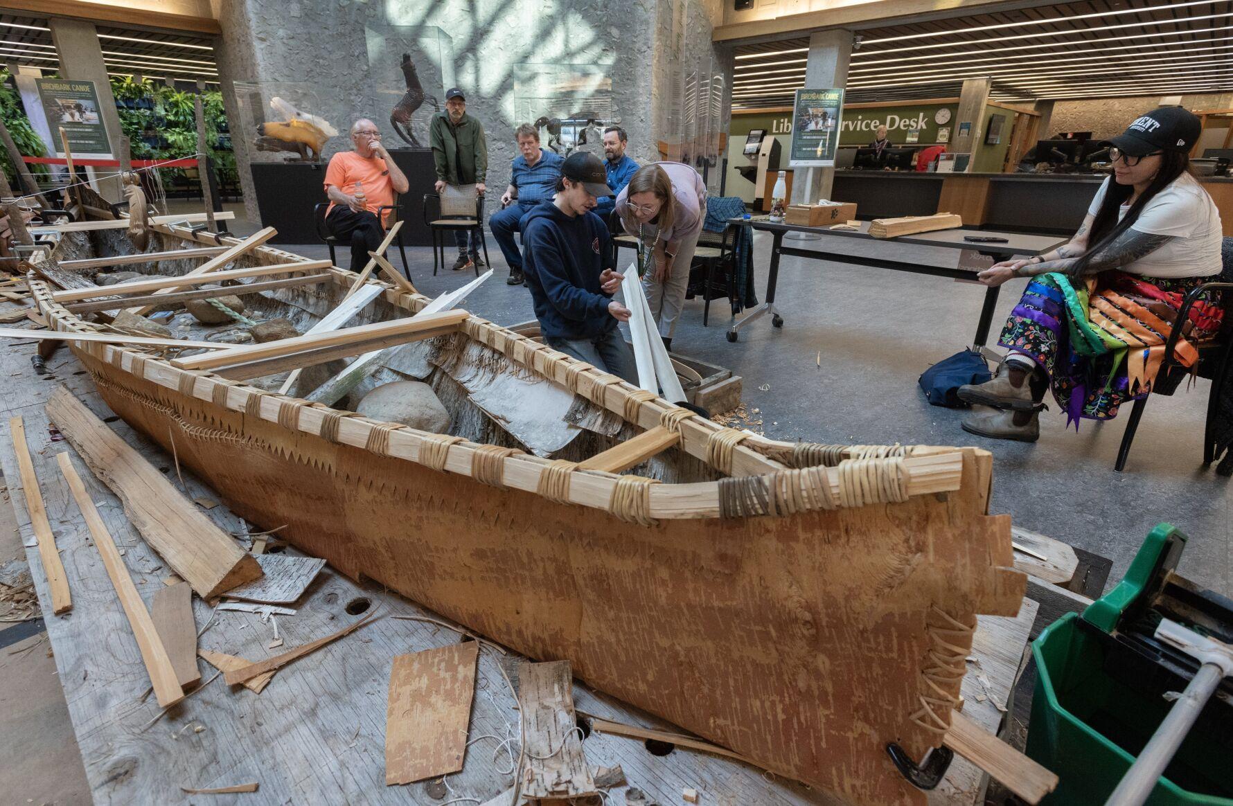 Witness 16-foot birchbark canoe construction at Trent