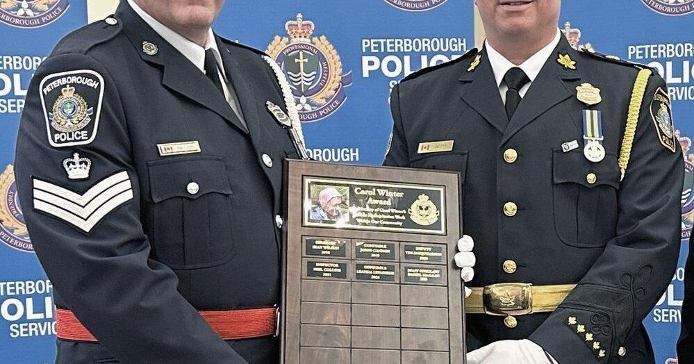 Peterborough Police Staff Sgt. Dan MacLean receives Carol Winter ...