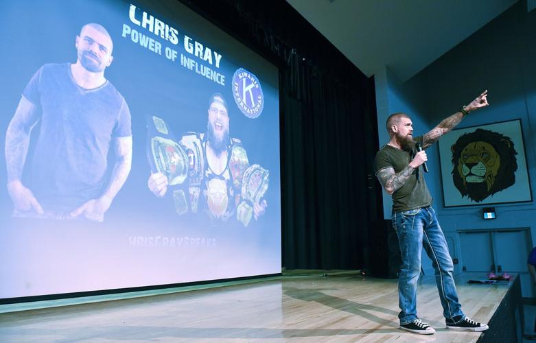 Cody Deaner with TNA Wrestling speaks at Adam Scott