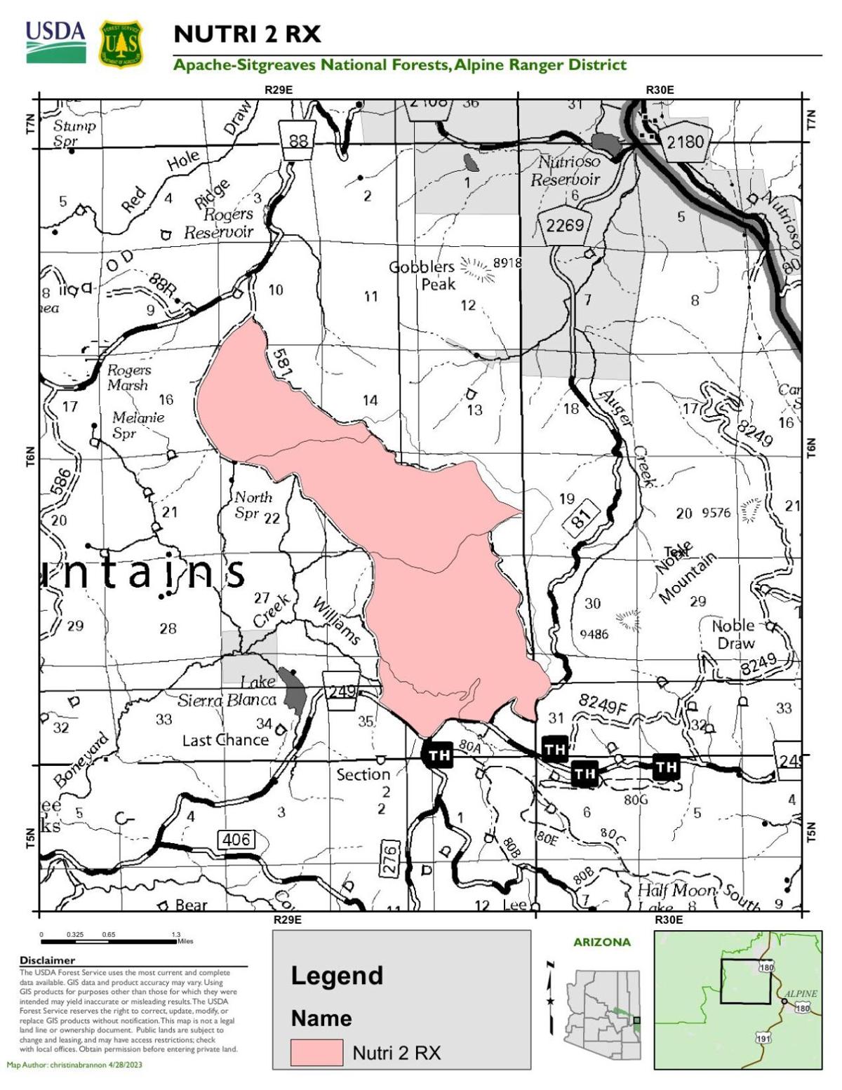 Apache-Sitgreaves, Alpine Ranger District plans Nutri 2 Unit Prescribed ...