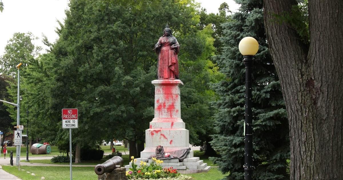 Red paint covers Queen Victoria statue in Kitchener