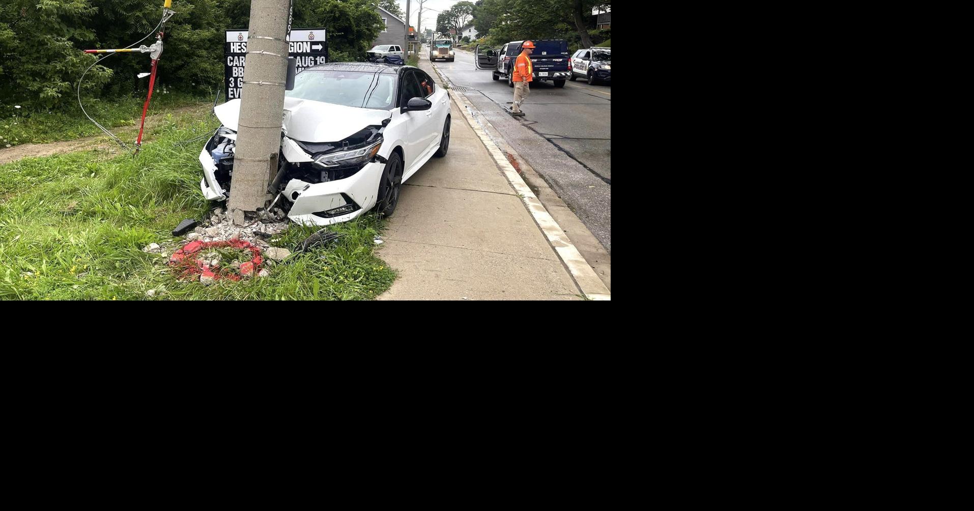 Man suffers serious injuries after crashing car into telephone pole