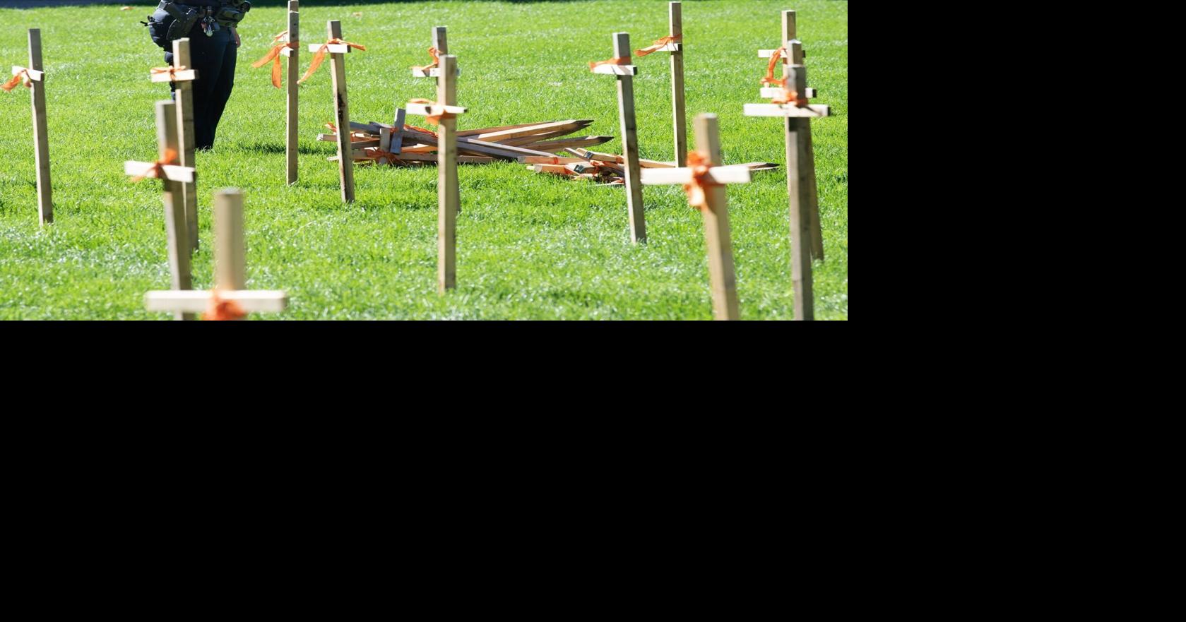 Crosses ripped Victoria Park ahead Truth and reconciliation