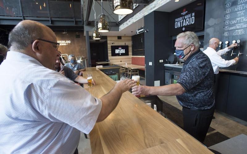 Pints, PPE on the agenda as Ford returns to Waterloo Region