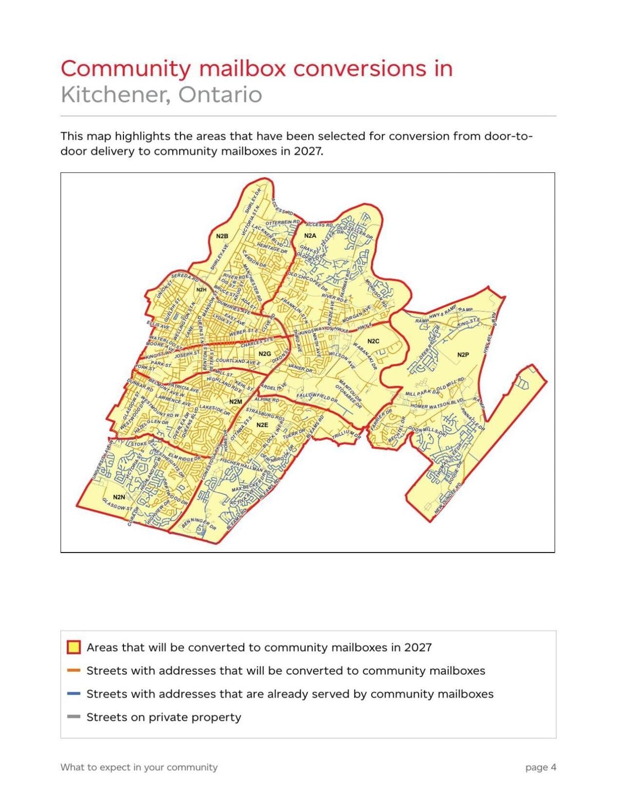 Mail delivery changes for to more Kitchener neighbourhoods
