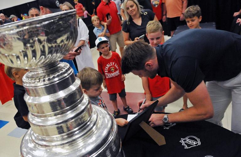 Steven Lorentz celebrates Stanley Cup win in Waterloo