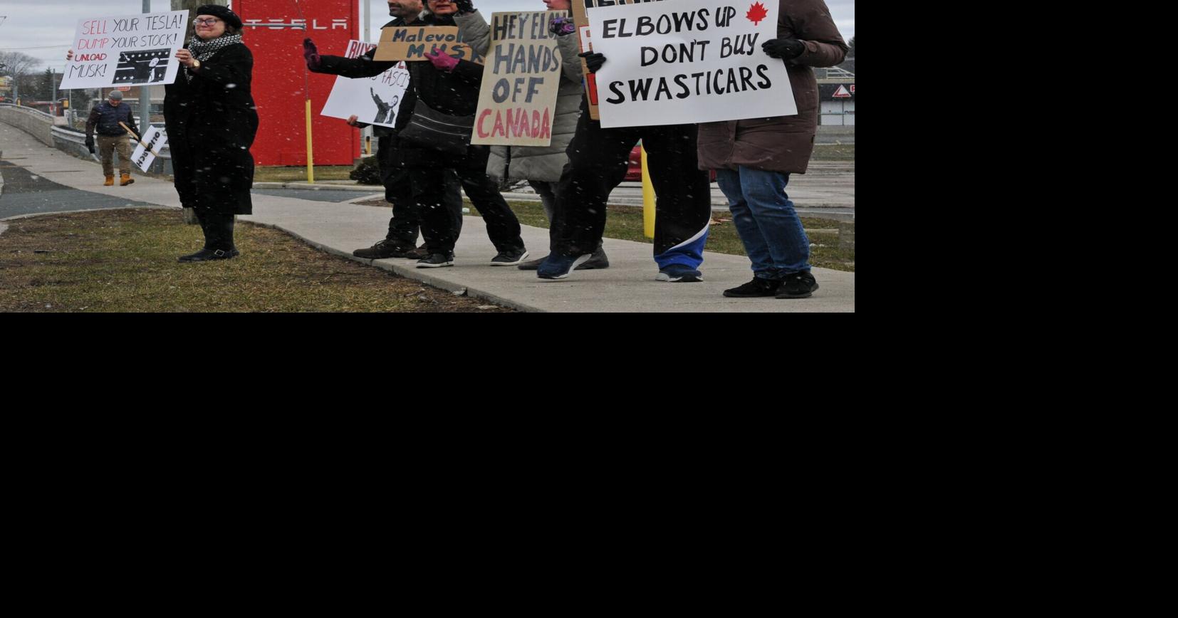 Protest in Kitchener targets Tesla CEO Elon Musk