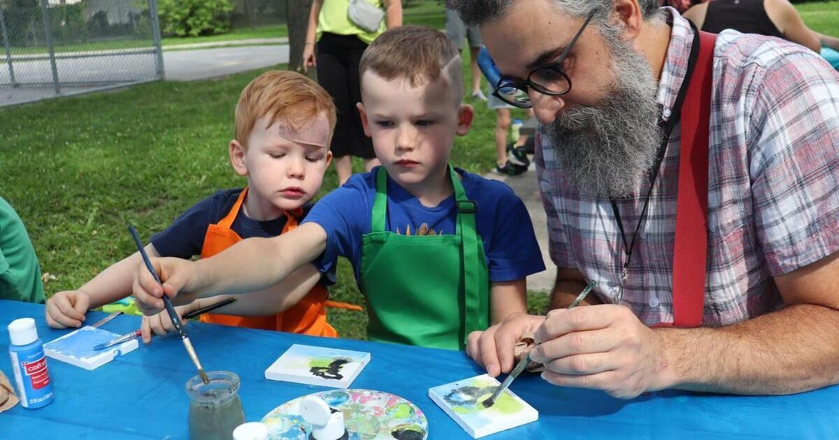 Creating art in a Kitchener park