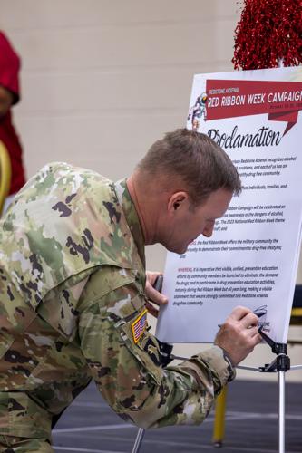 READY AND RESILIENT: Red ribbons reflect drug-free resiliency rally ...