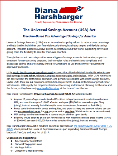 Harshbarger introduces bill to create Universal Savings Accounts ...