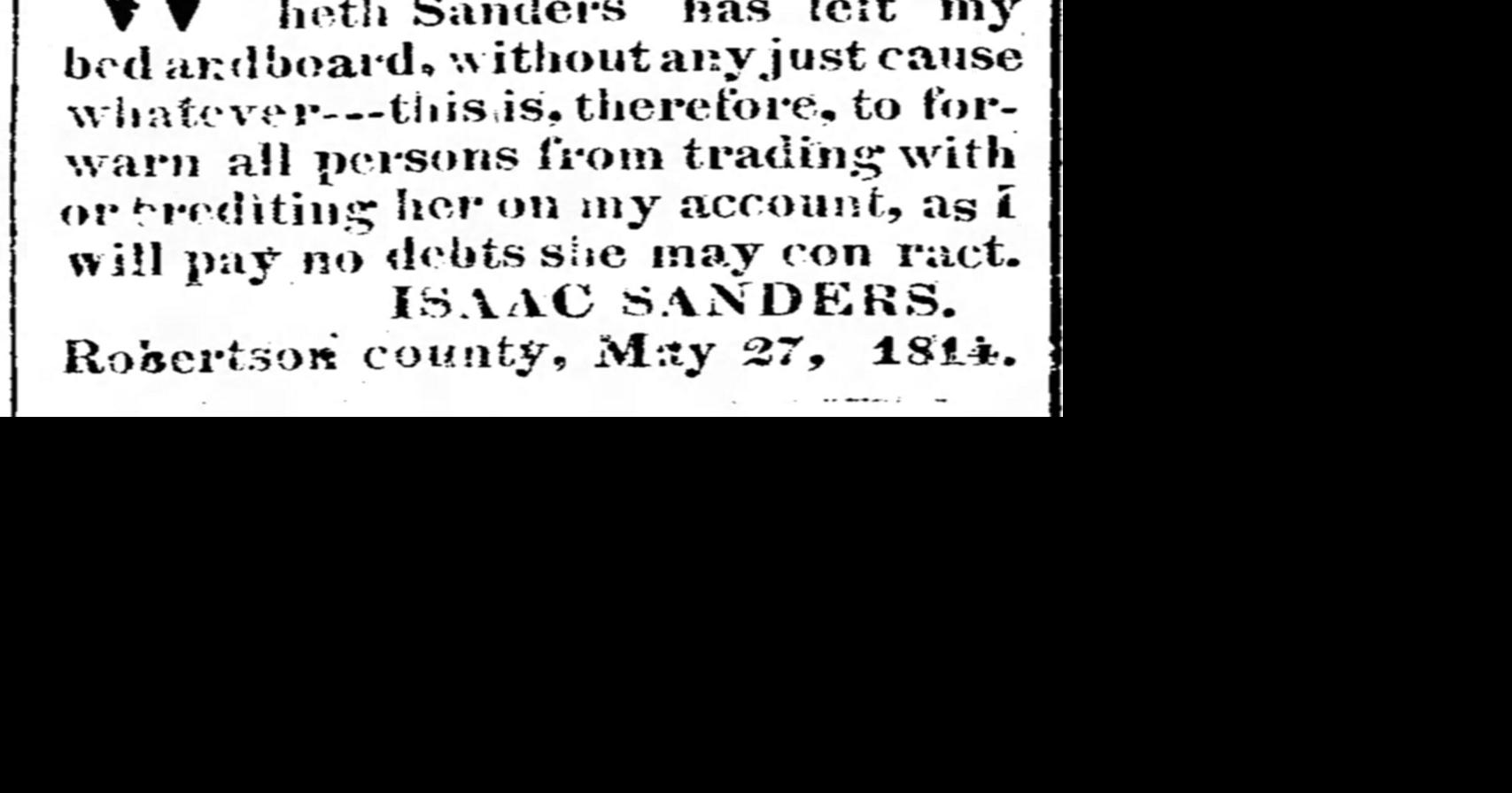 Tennessee History for Kids: “Runaway wife” ads in early Tennessee ...