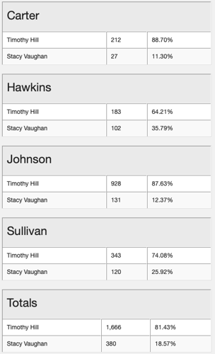 Hill defeats Vaughan in TN House District 3 primary, 2.95% voter ...