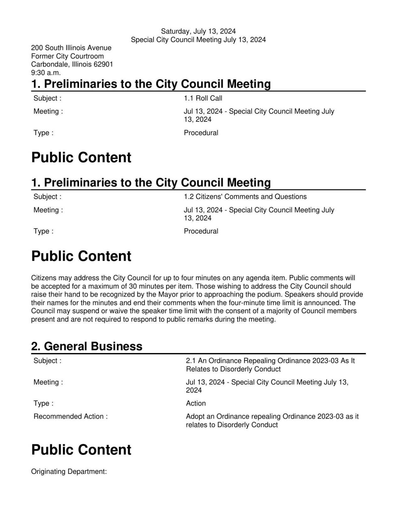Carbondale City Council to hold Saturday special meeting | Latest ...