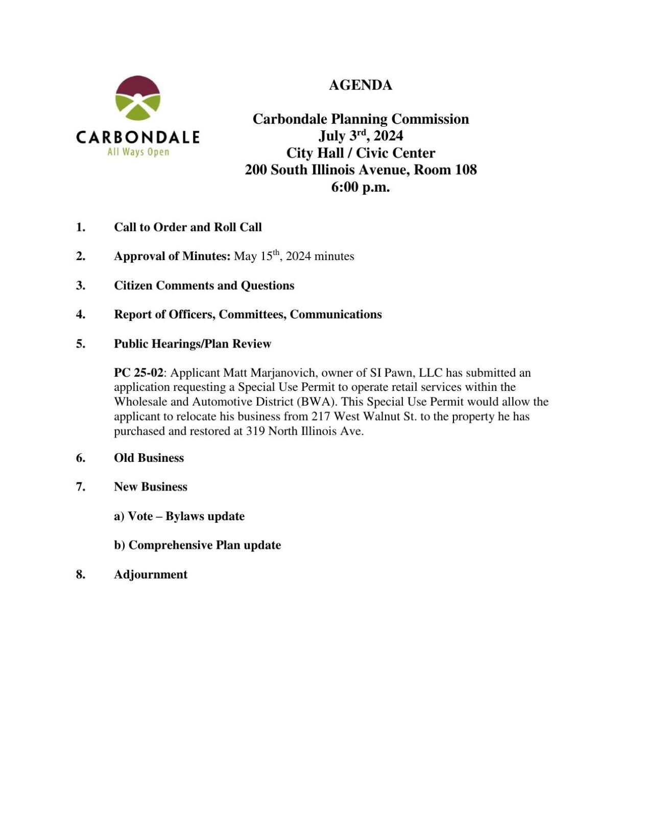 Carbondale Planning Commission and Zoning Board of Appeals to hold ...