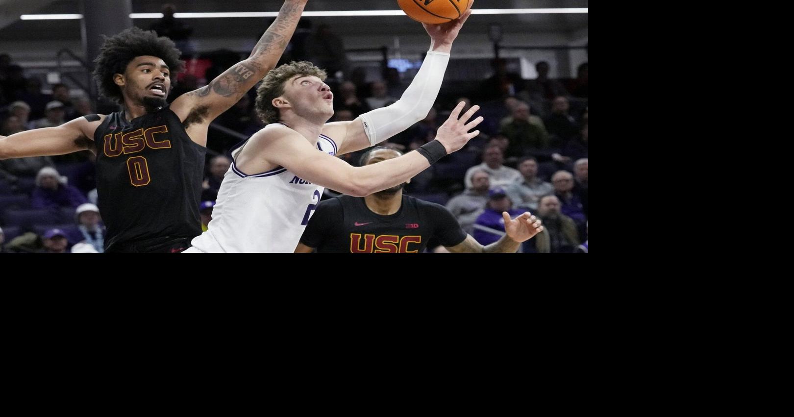 Northwestern uses Martinelli's last second heroics to stave off USC 77-75