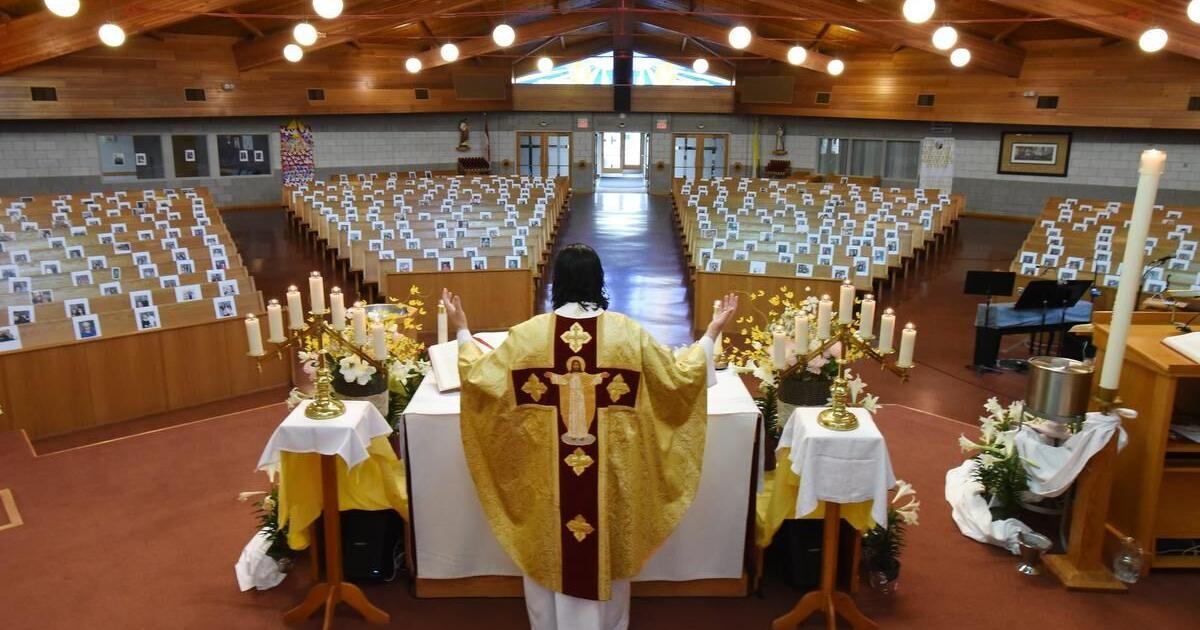 No parishioners? No problem. Father Rico Passero preaches to photos on ...
