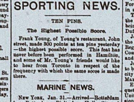 A Hamilton man was the first to ever bowl a perfect game in 1881