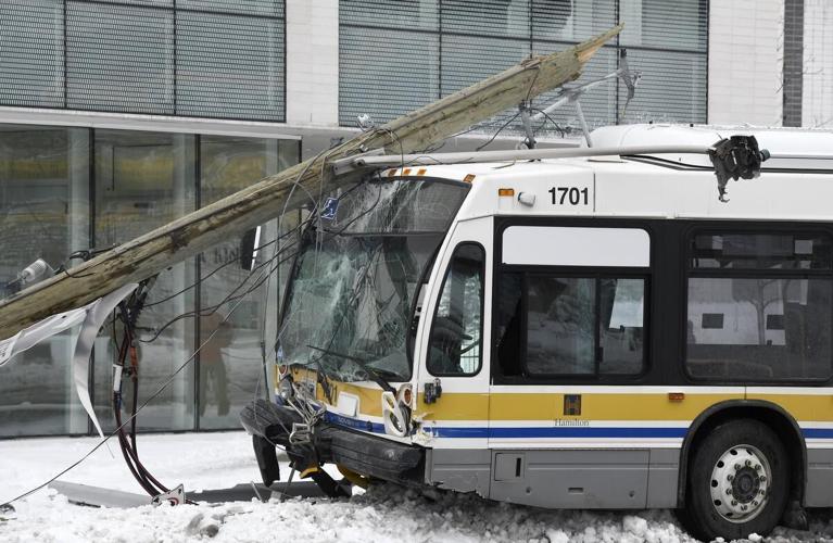 Utility pole on losing end of bus-cab Cannon crash
