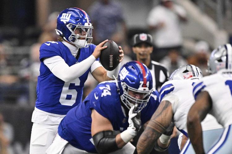 Giant firsts for rookies as RB Cam Skattebo scores TD and QB Jaxson Dart takes snap for NY