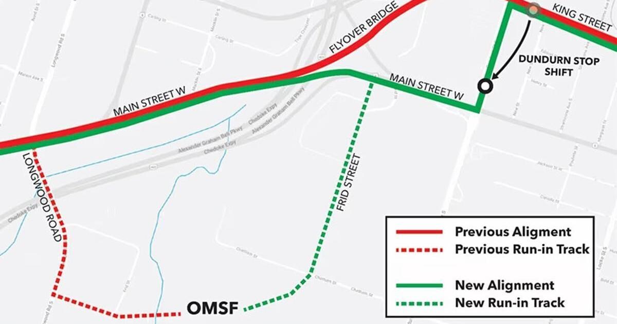 Hamilton LRT reroute sends train to Dundurn and Main streets