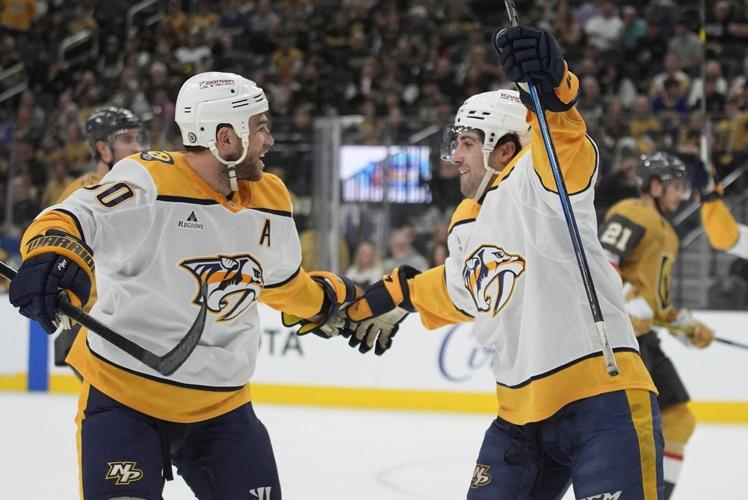 Noah Hanifin scores late goal to lift Golden Knights past Nashville 5-3 ...