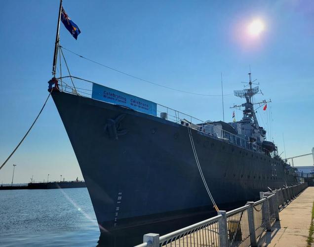 HMCS Haida’s big guns roar to life in Hamilton Harbour