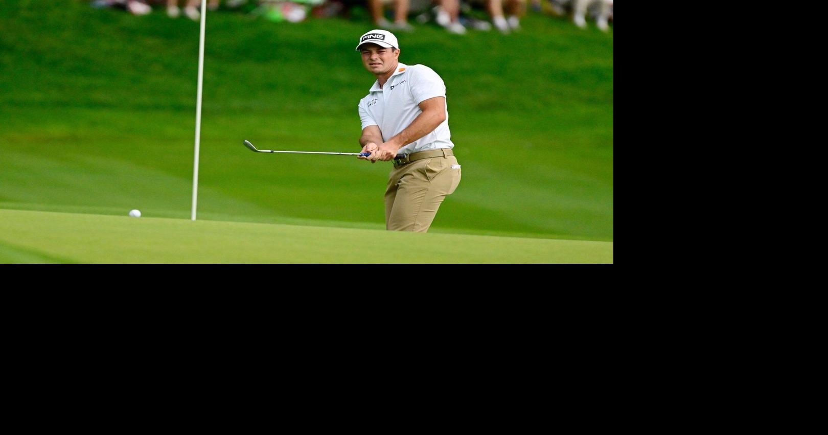 Hovland flips the script on Scheffler and takes the lead at Travelers ...