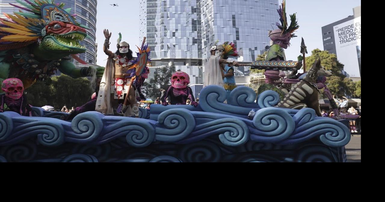 Skeleton marching bands and dancers in butterfly skirts join in Mexico ...