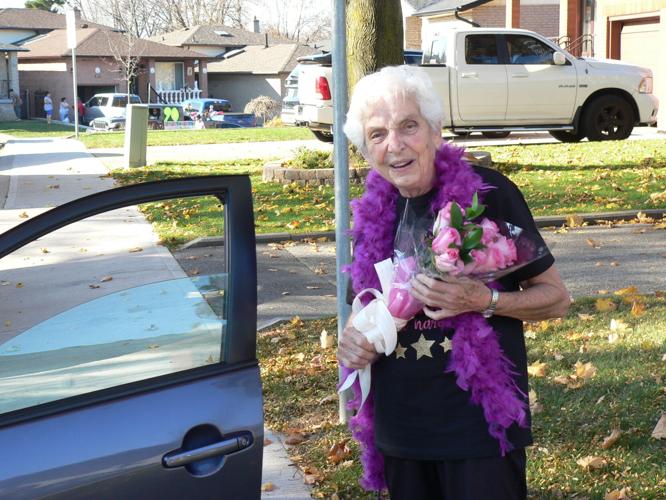 Mountain activist Pat Saunders receives drive-by 90th birthday