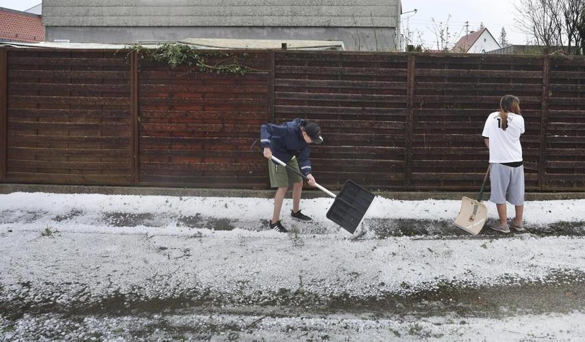 Large hailstones cause extensive damage in a small German town as a ...