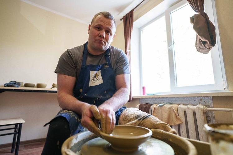 A blind Ukrainian veteran turns pottery into a business and mentors others