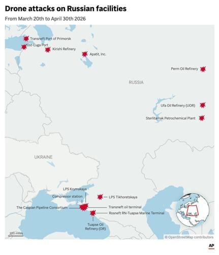 Ukraine says a strike hit Russian Black Sea oil terminal in Tuapse