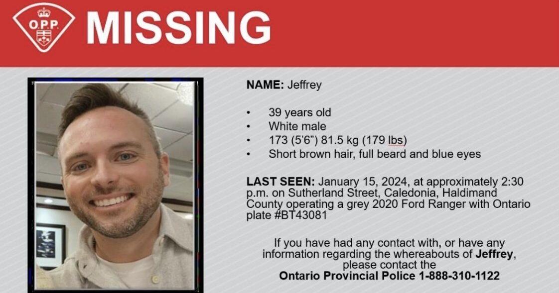 Haldimand OPP seek missing man last seen in Caledonia