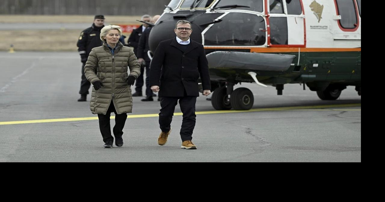 European Union official von der Leyen visits the Finland-Russia border ...