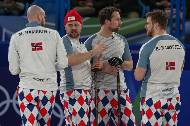 Norway's curlers wear funky pants at the Winter Olympics in a "one-time ...