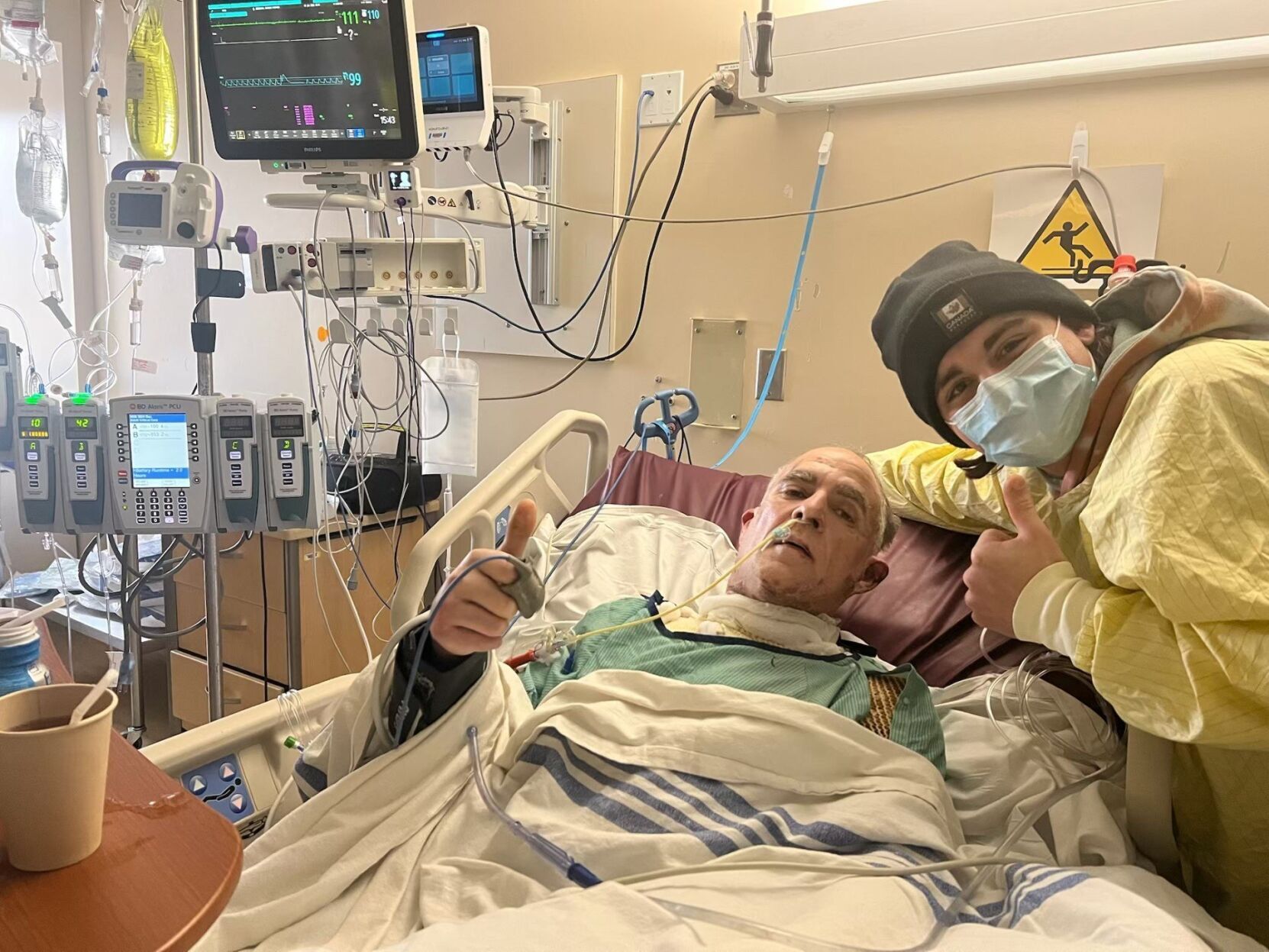 Zeke Fox meets man he rescued from Bayfront Park tent fire