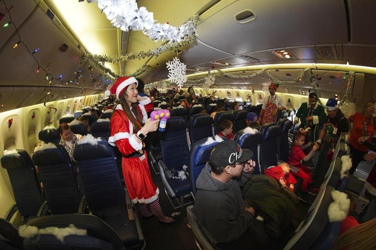 Flight takes kids to visit Santa at North Pole scene in transformed ...
